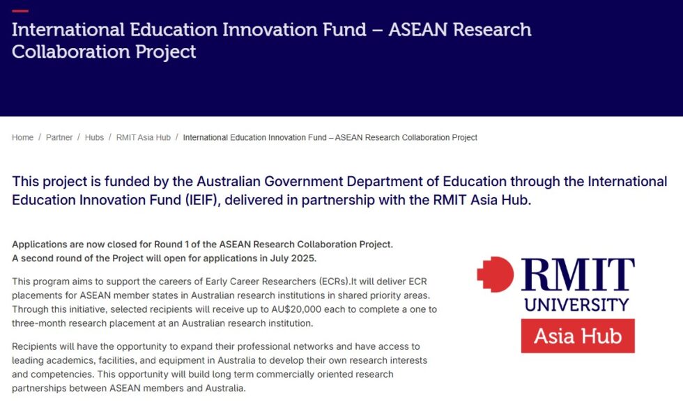 International Education Innovation Fund—ASEAN Research Collaboration ...